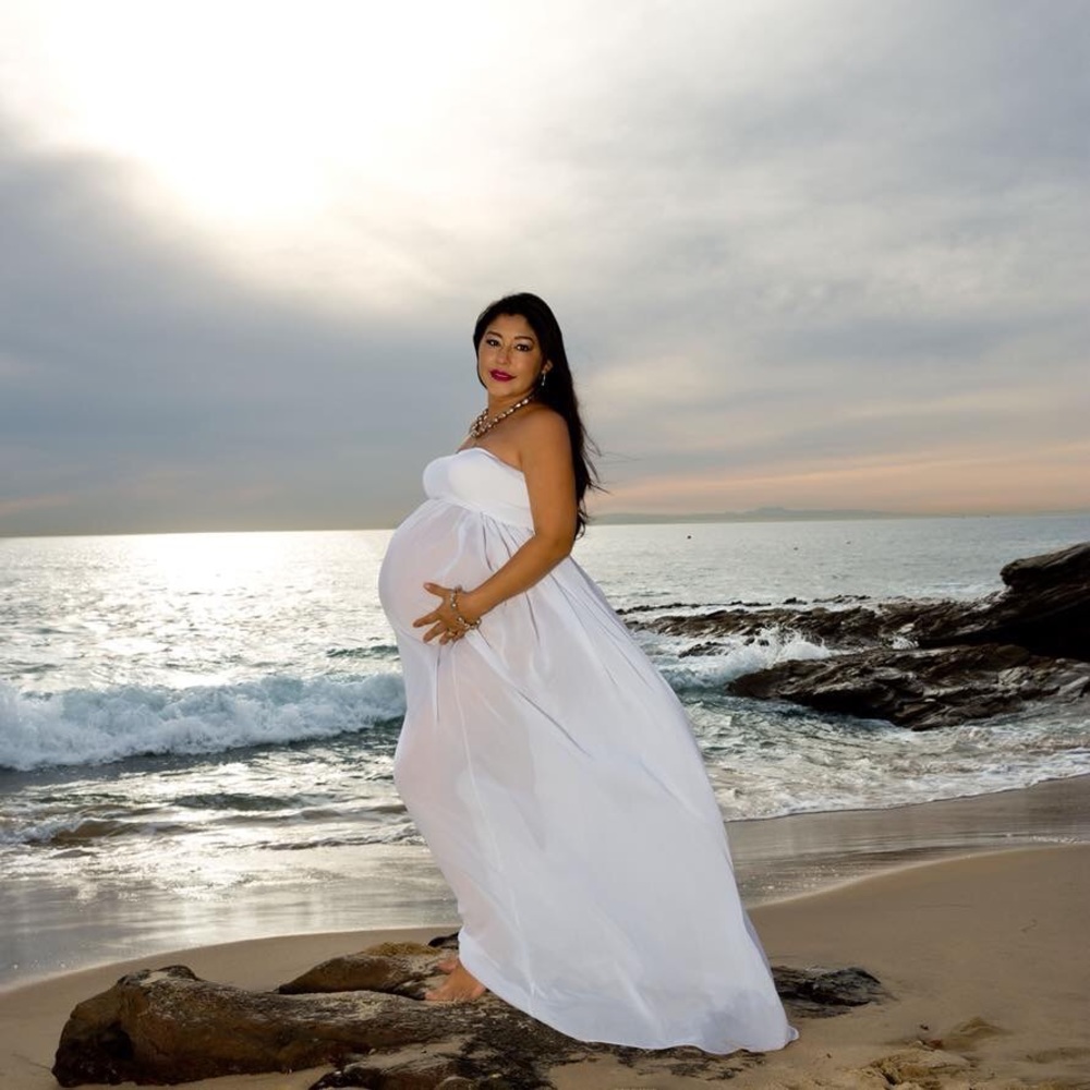 White Sexy Sheer Maternity Dress - Gem